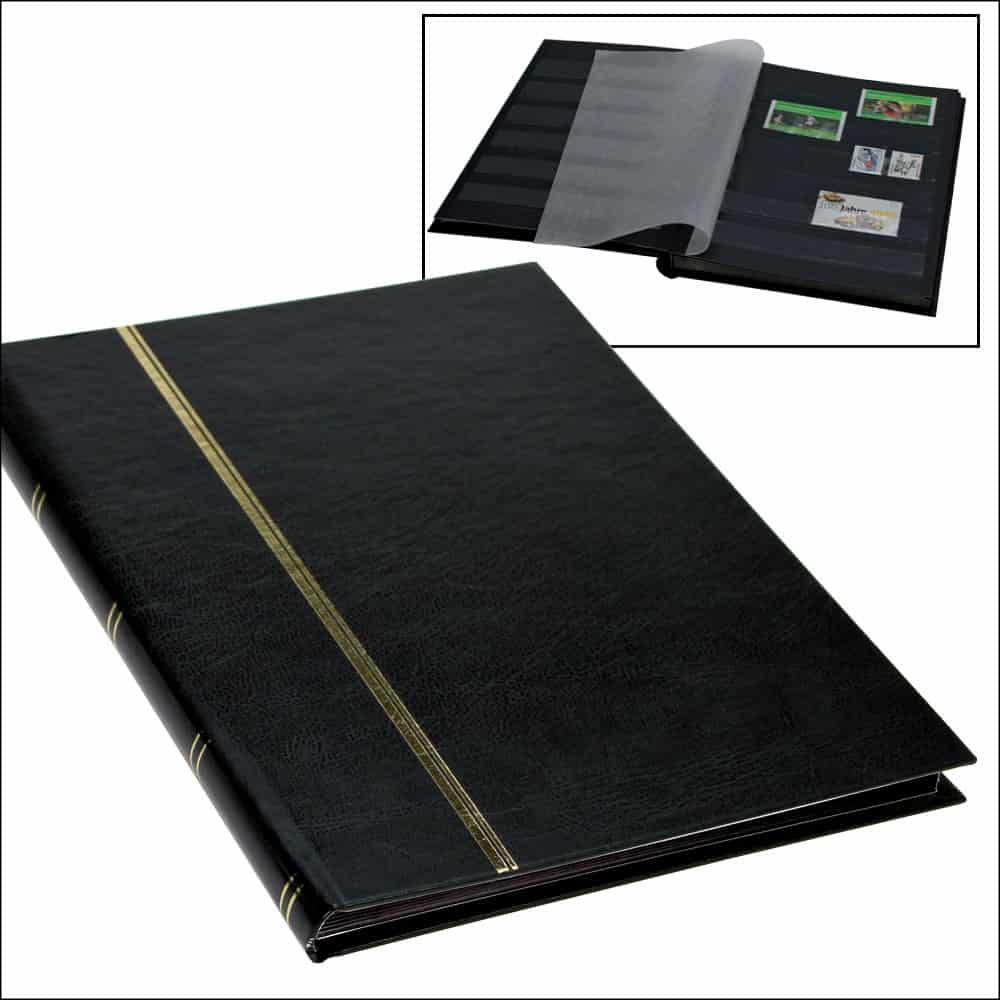 Stock Book in Book Format - With 8 Black Pages - 16 Sides - Safe Albums