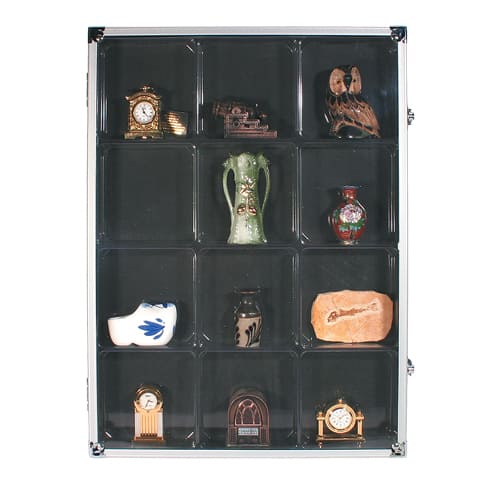 Aluminium Display Case with 12 Compartments 87 x 90 x 65 mm
