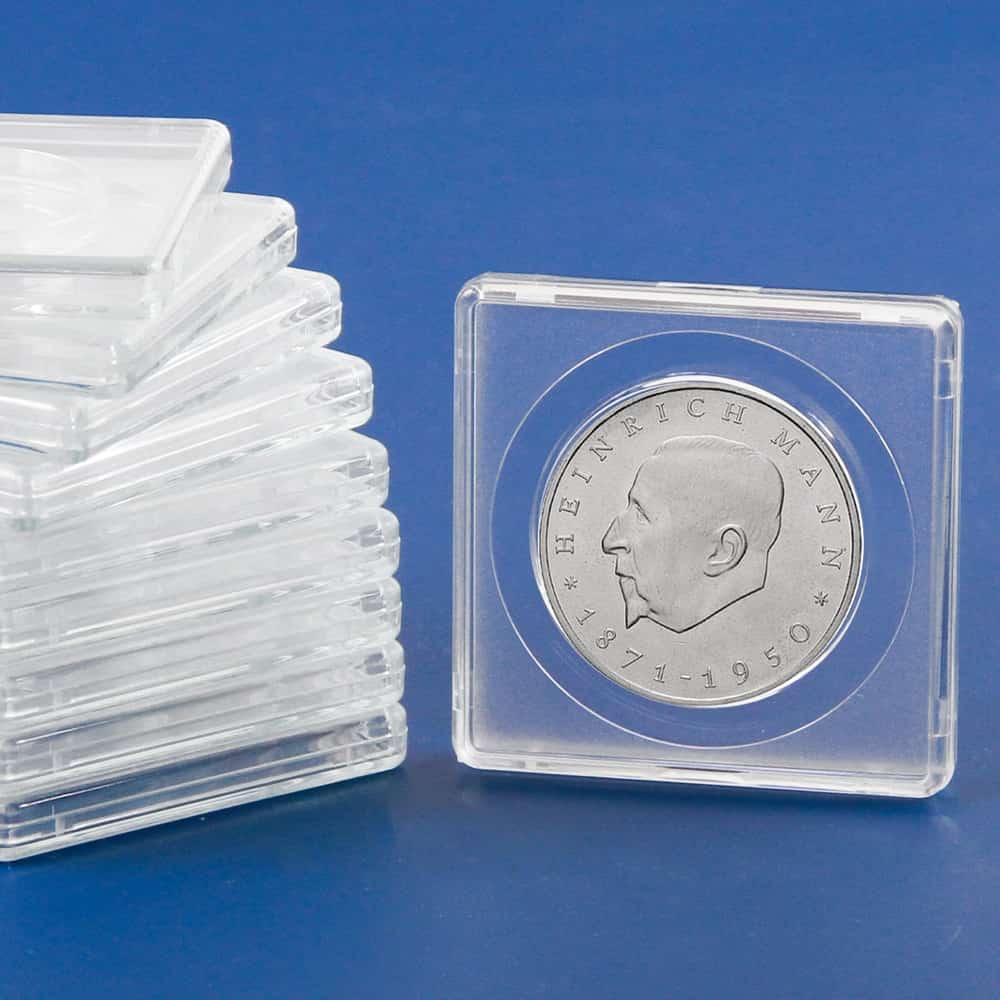 Square Coin Capsules 32.5mm (10 Pack) - For Half Crown - Safe Albums