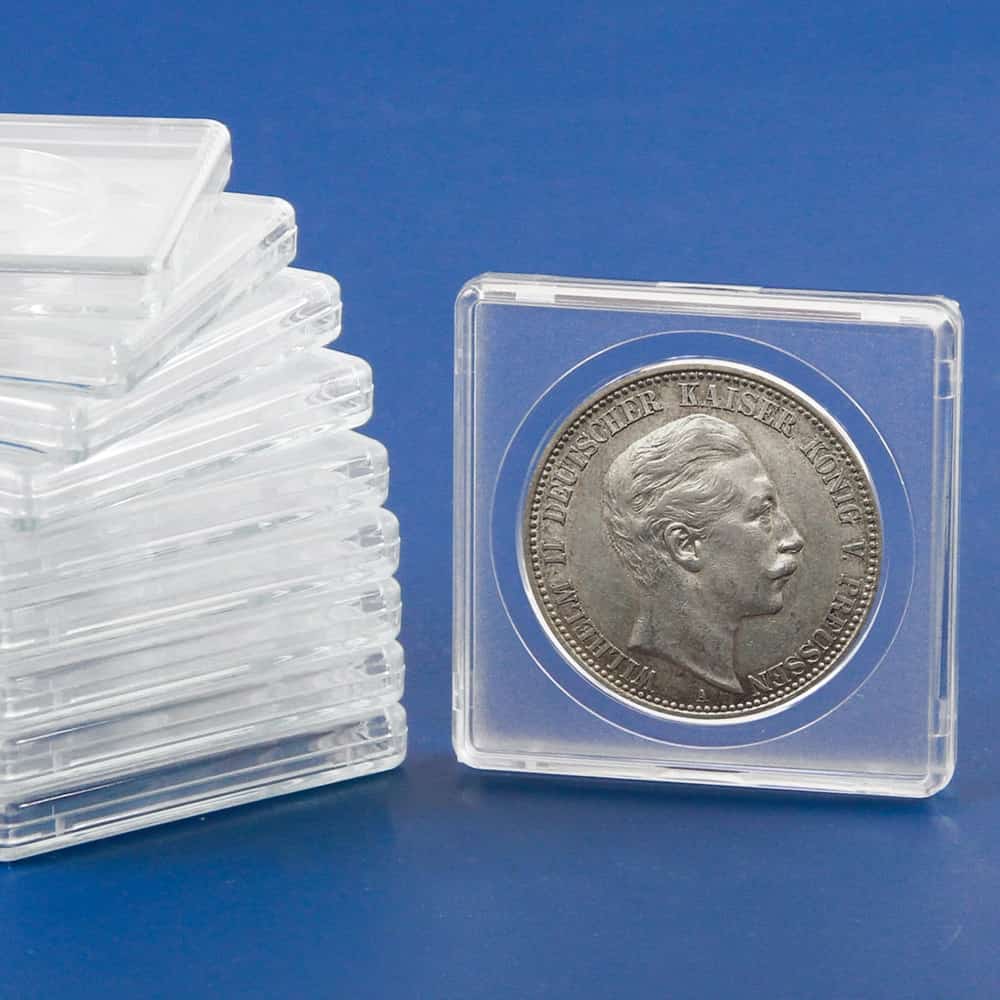 Square Coin Capsules 32.5mm (10 Pack) - For Half Crown - Safe Albums