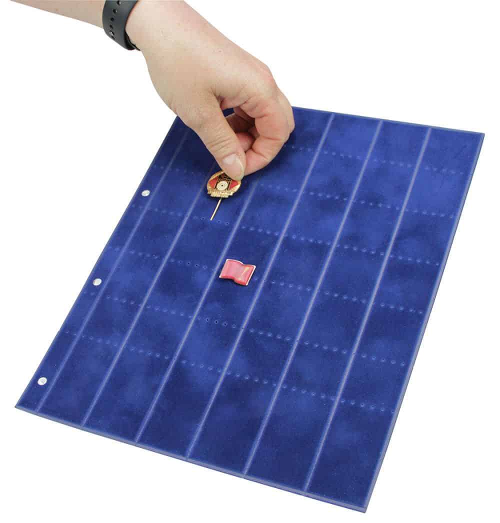 Compact A4 Album for Pins and Badges with 2 Blue Velvet Pages for Over ...